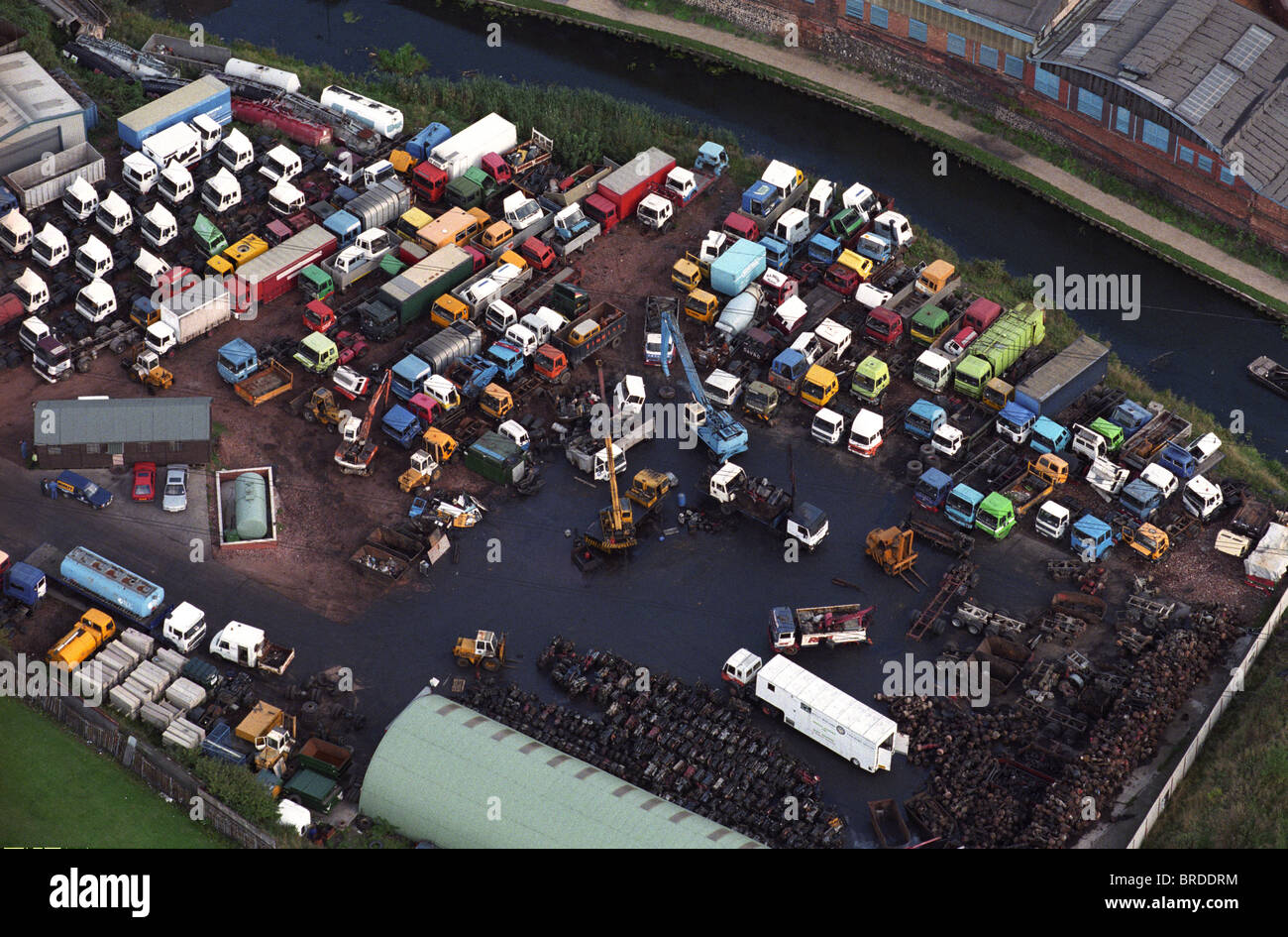 Aerial view of vehicle scrapyard in Bilston Wolverhampton Uk Stock ...