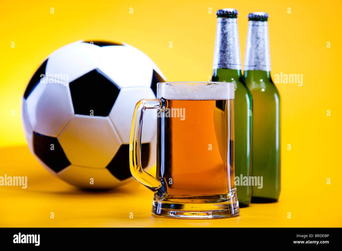 Beer collection, football Stock Photo - Alamy