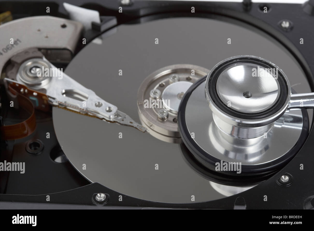 medical stethoscope on an open computer hard drive Stock Photo - Alamy