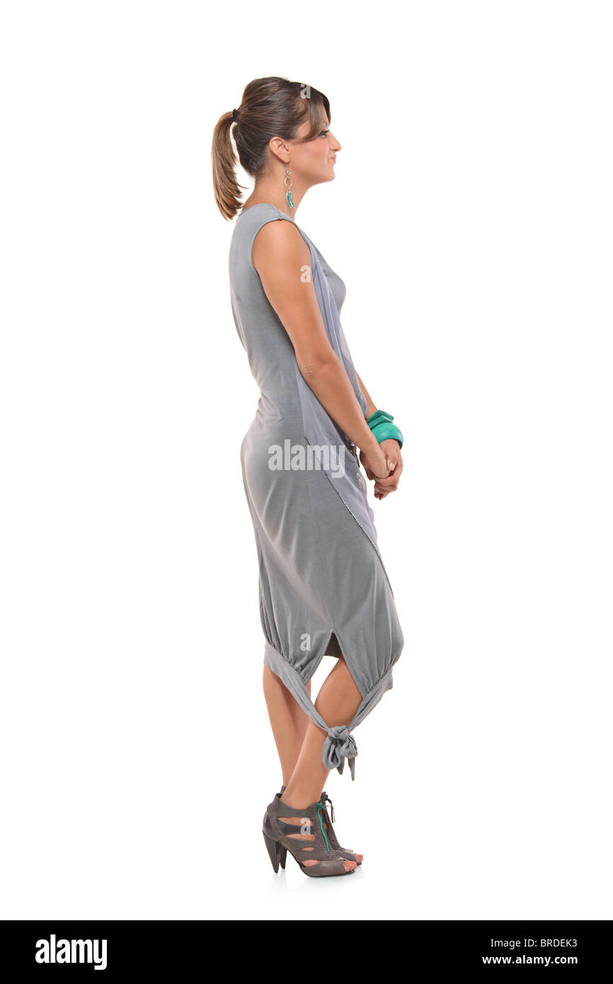 Full length portrait of a female standing in a line Stock Photo - Alamy