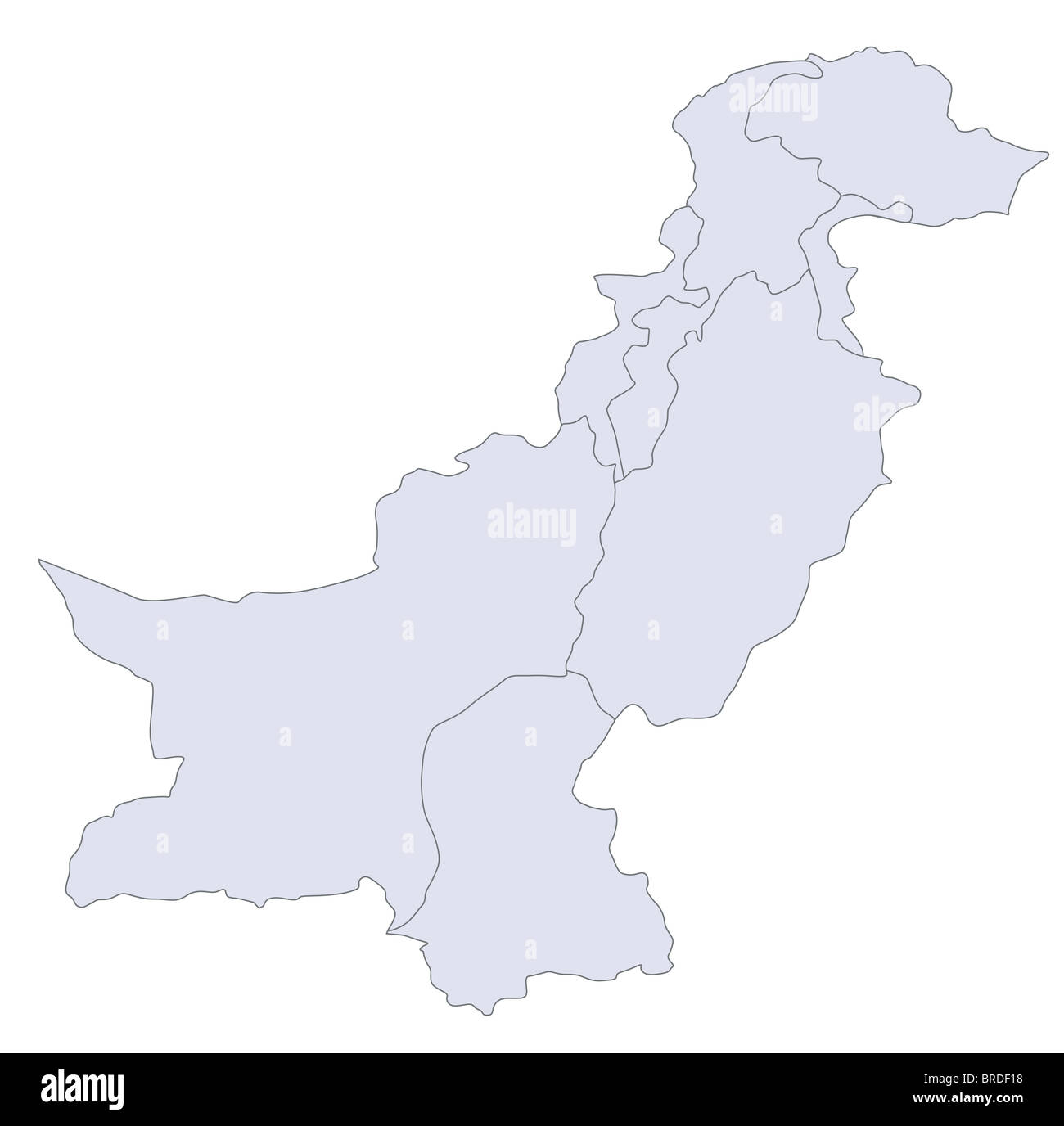 A stylized map of Pakistan showing the different provinces Stock Photo ...