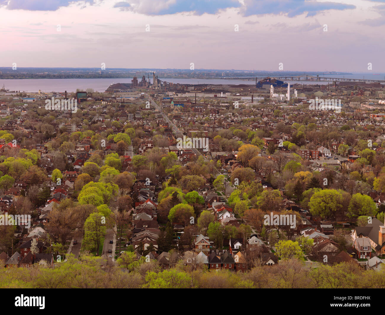 Aerial view of the city of Hamilton, Ontario, Canada with Hamilton ...