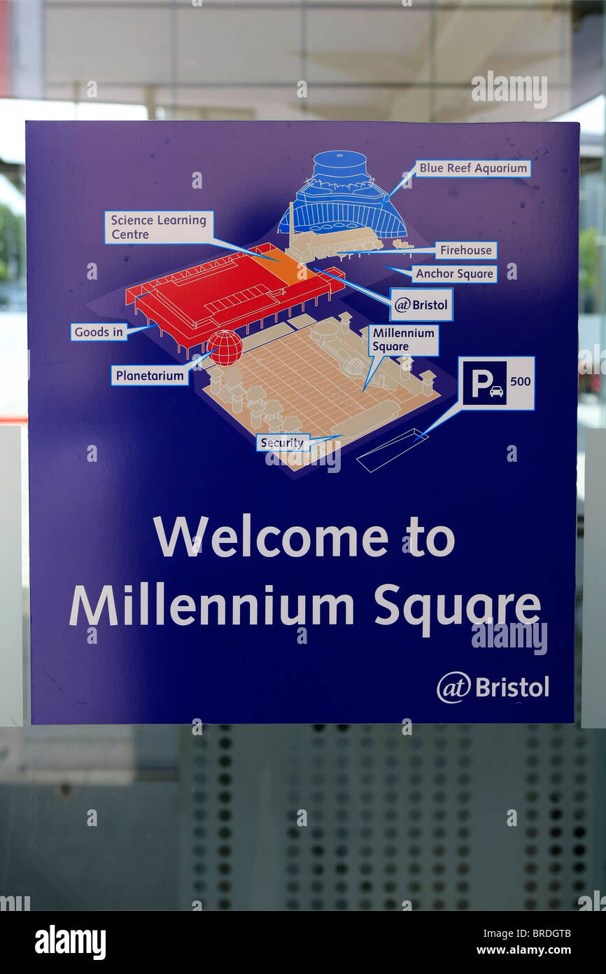 Welcome to Millennium Square @ Bristol Sign Stock Photo - Alamy