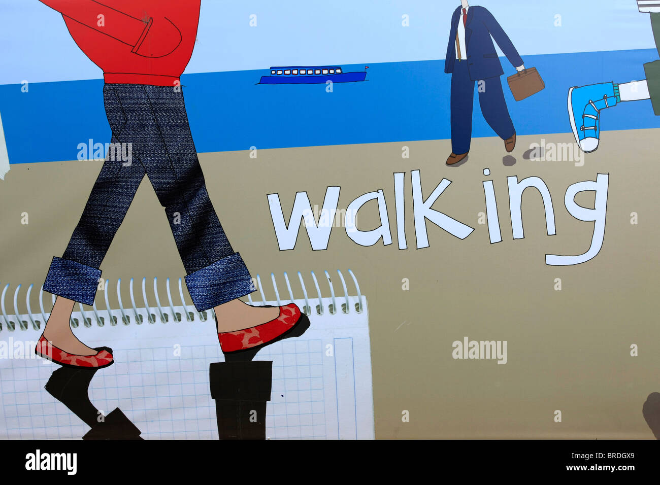 Walking wall poster Stock Photo - Alamy
