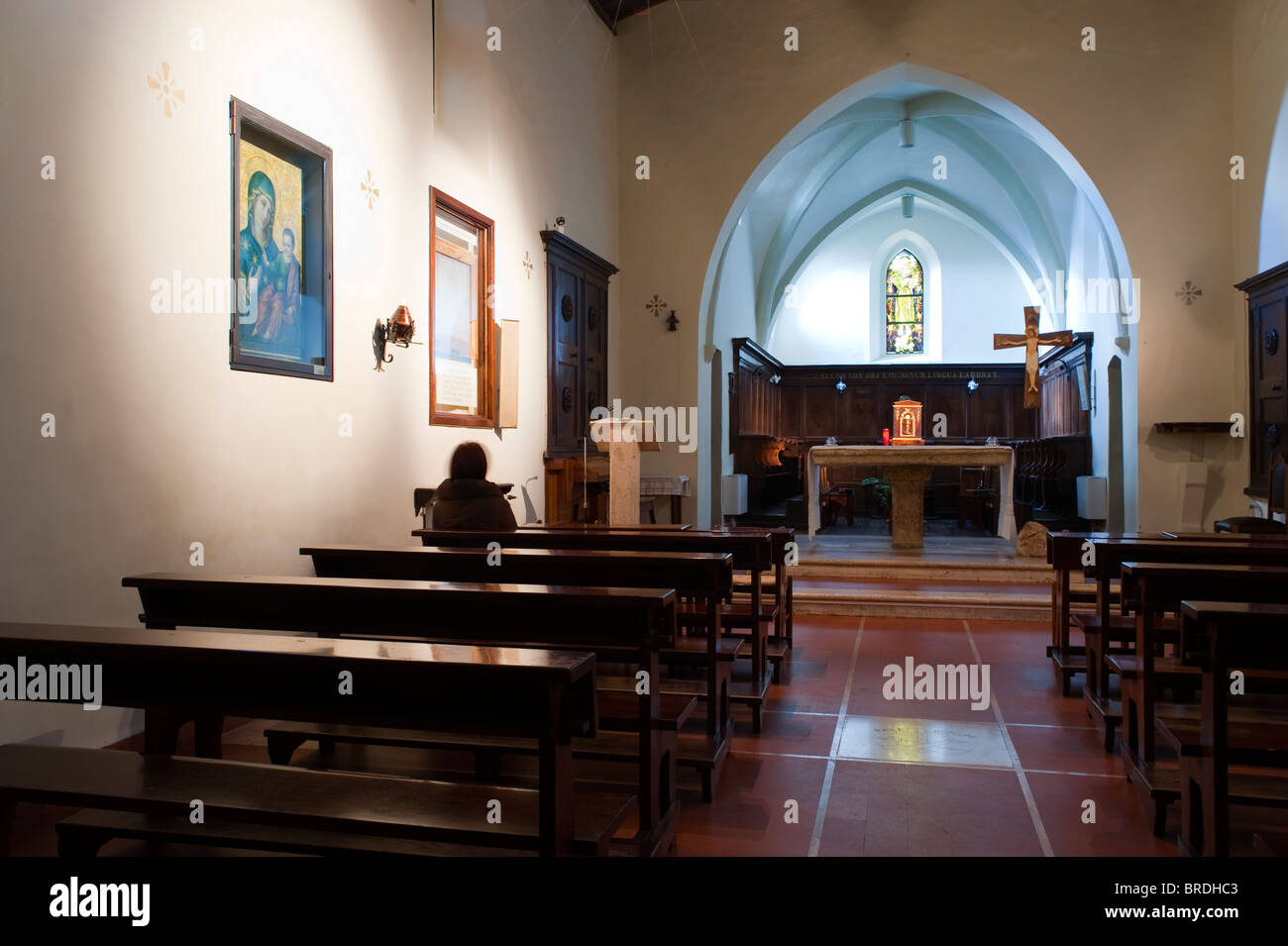 Church, inside, Franciscan Sanctuary of Fonte Colombo, Rieti, Lazio ...