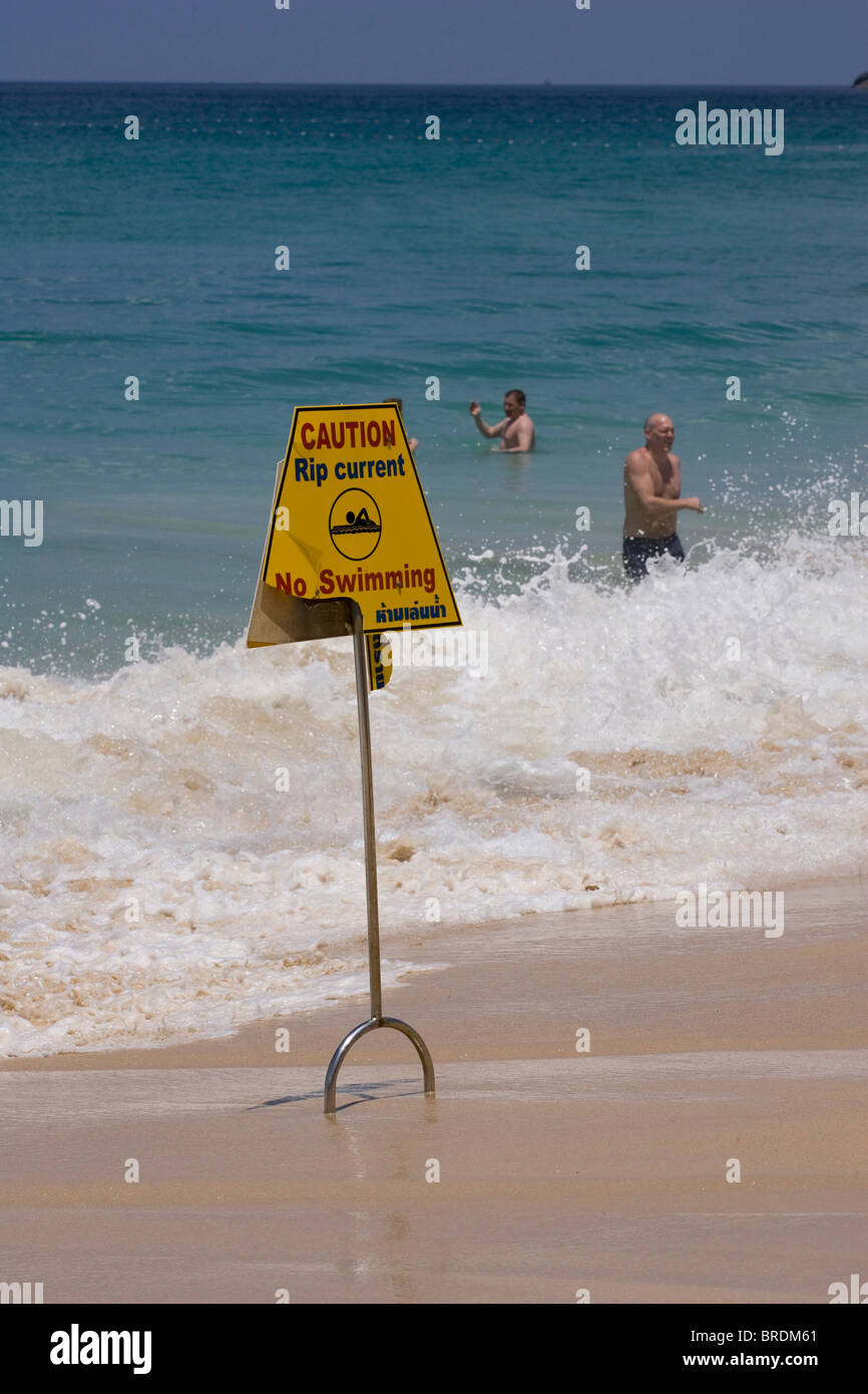 No swimming sign with swimming people Stock Photo - Alamy