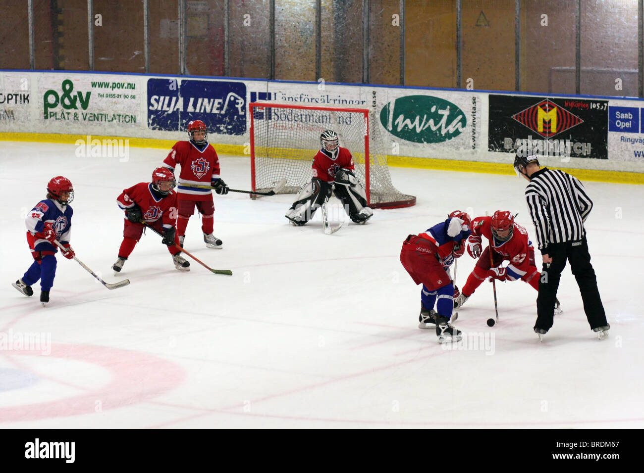 10-year old children playing ice-hockey in Sweden Stock Photo - Alamy