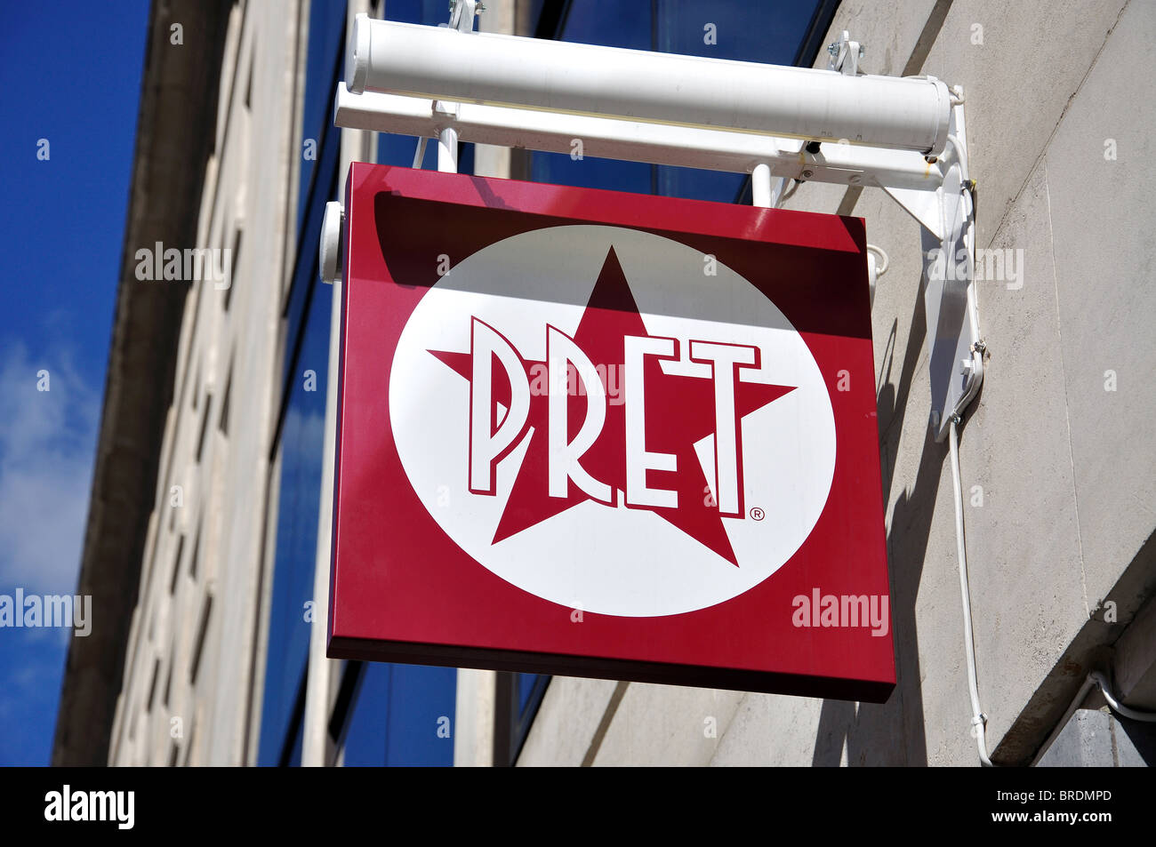 Pret a Manger restaurant sign, Regent Street, Piccadilly, West End ...