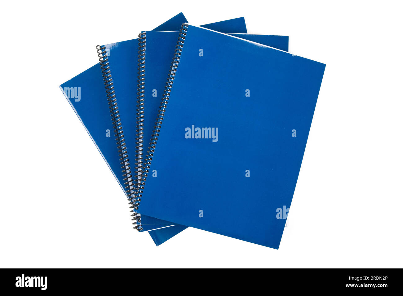 Blue school textbook, notebook or manual with white background Stock ...