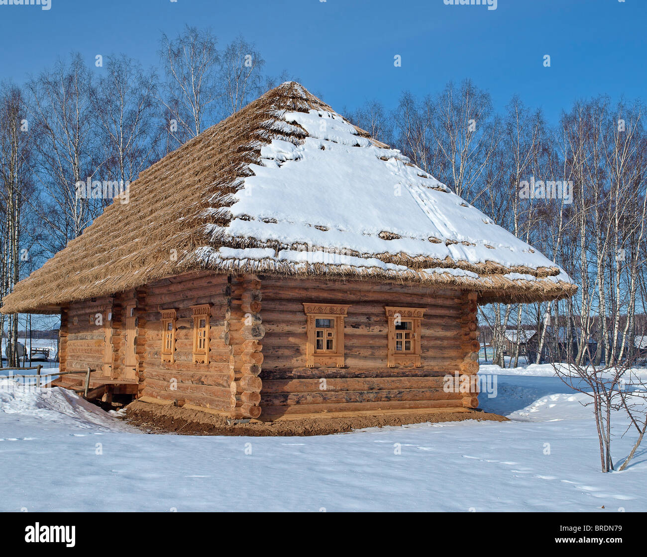Log wooden house, winter Russia Stock Photo - Alamy