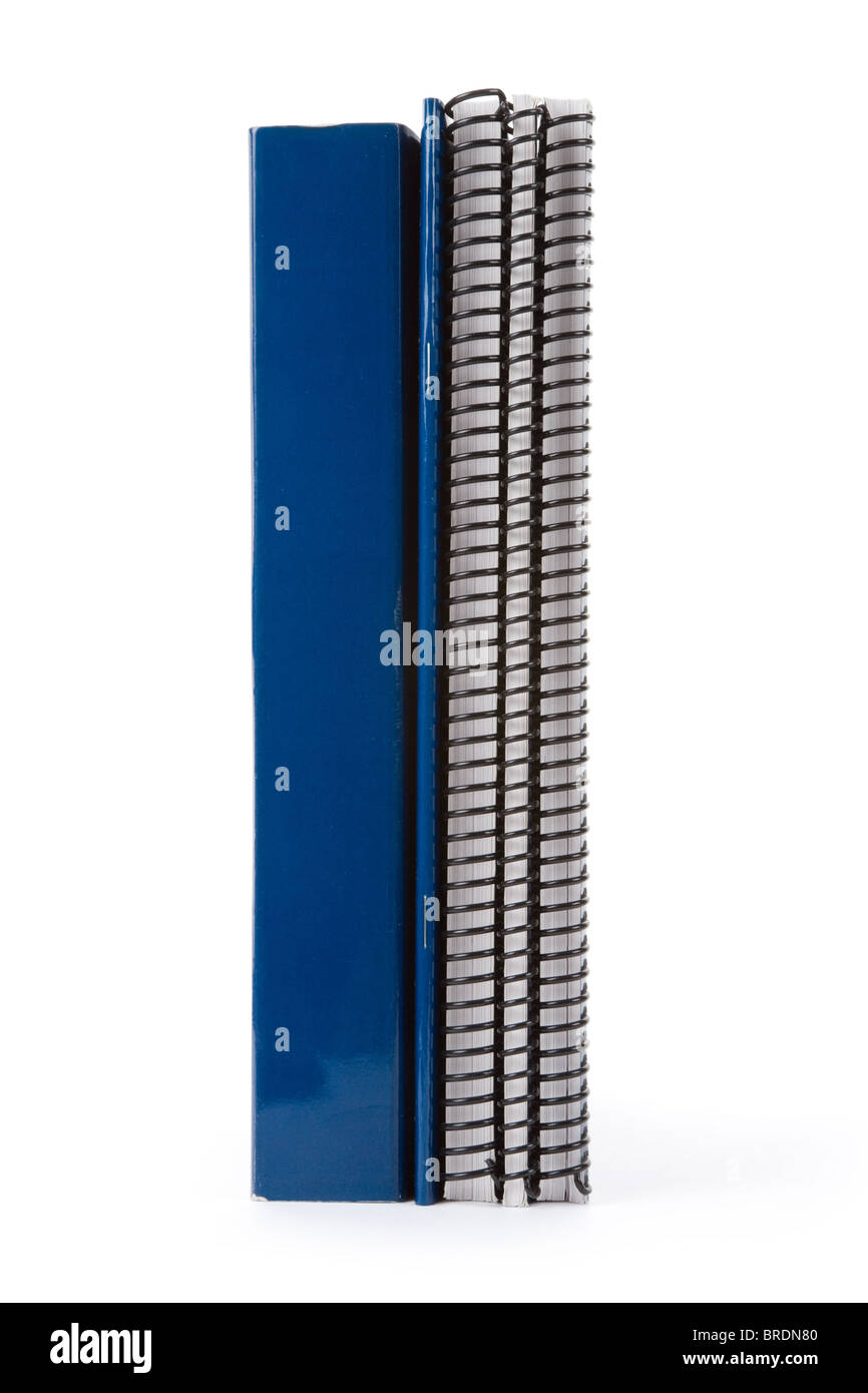 Blue school textbook, notebook or manual with white background Stock ...