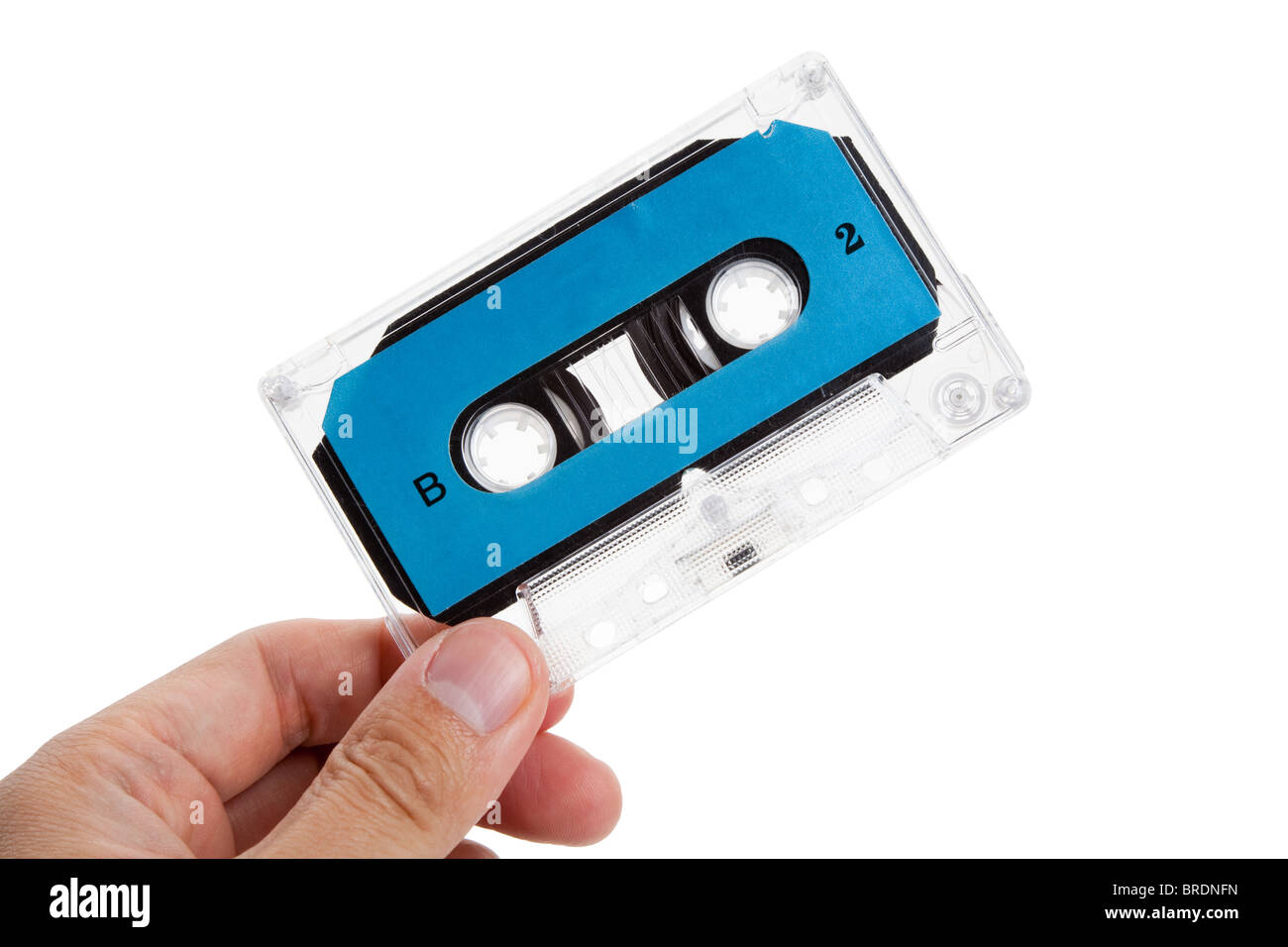Blue Audio Cassette close up Stock Photo - Alamy