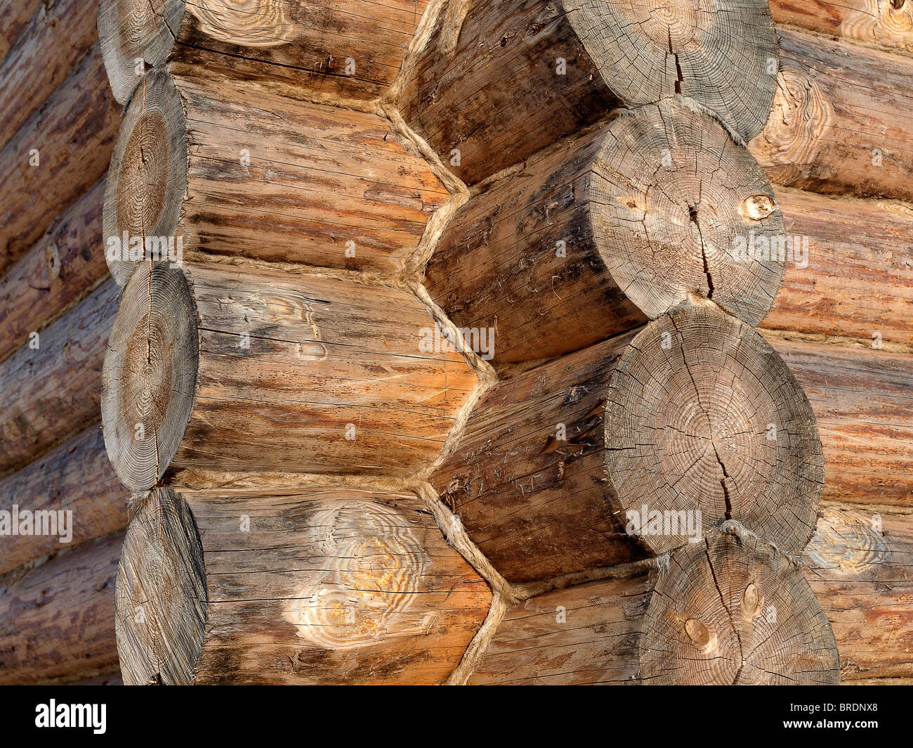 construction element of the traditional Russian log house Stock Photo ...