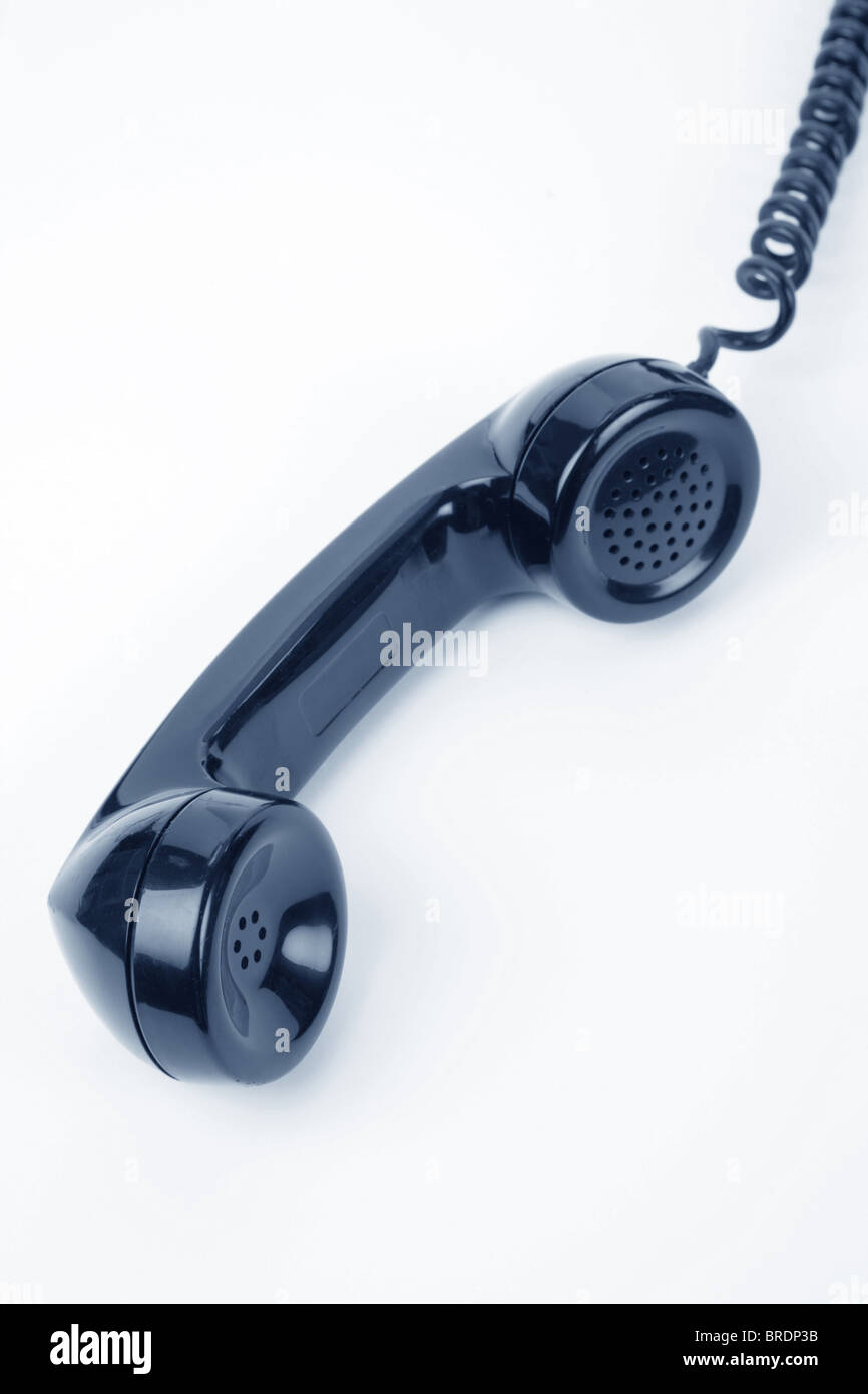 Black telephone Receiver with white background Stock Photo - Alamy