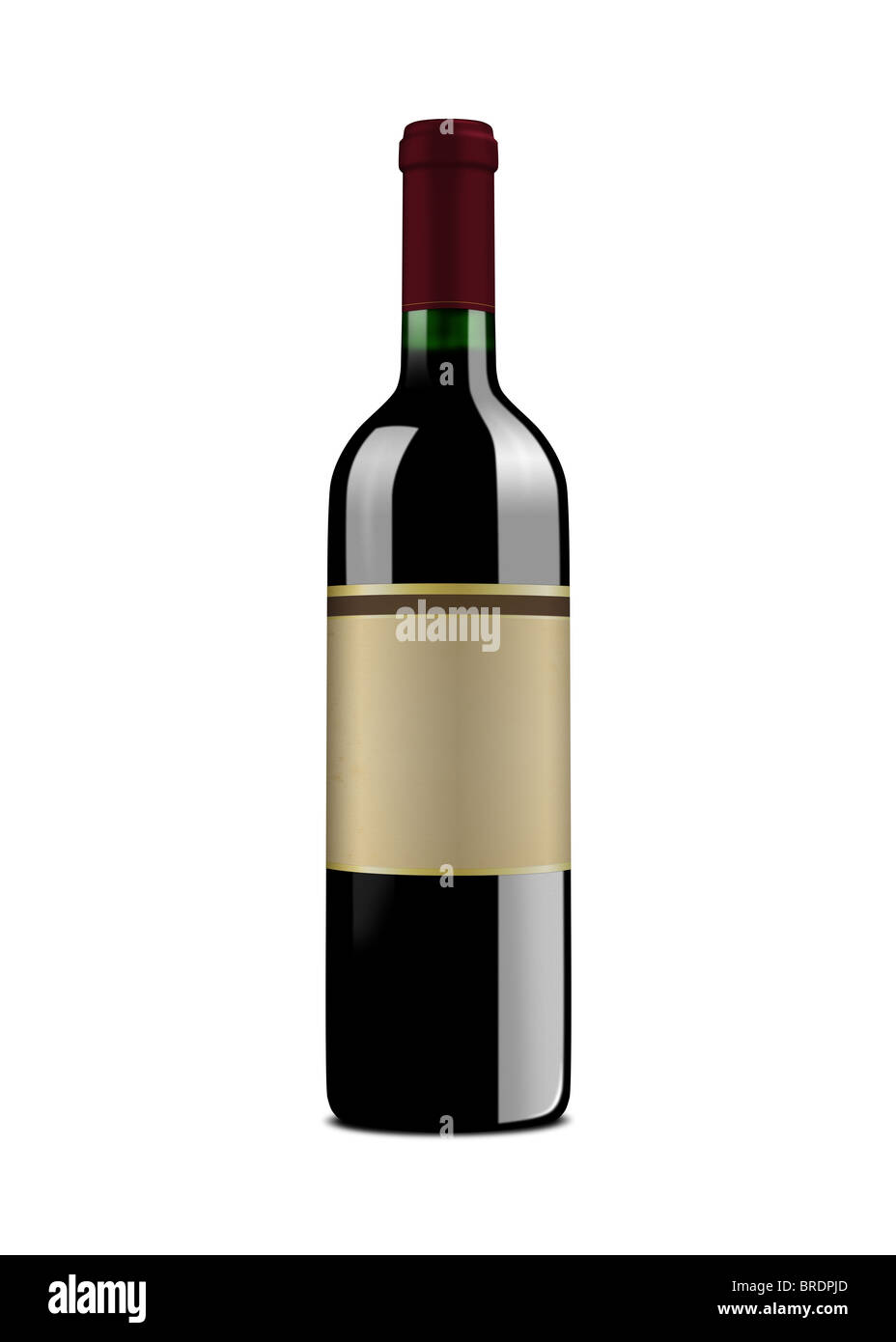 Red wine bottle, with vintage label. Isolated on a white background ...