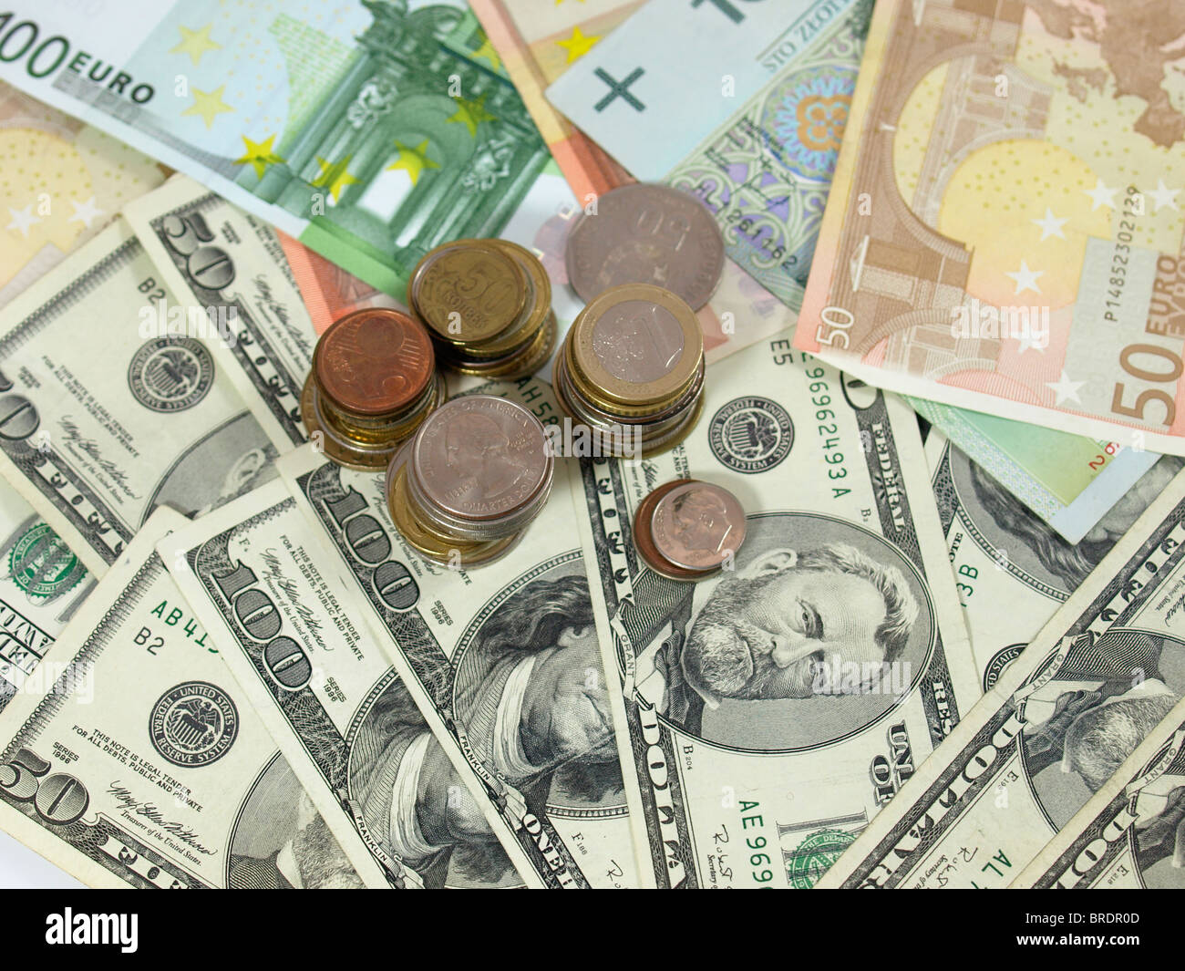 Point exchanges of coins, the cantor, currency euro dollar zloty Stock ...