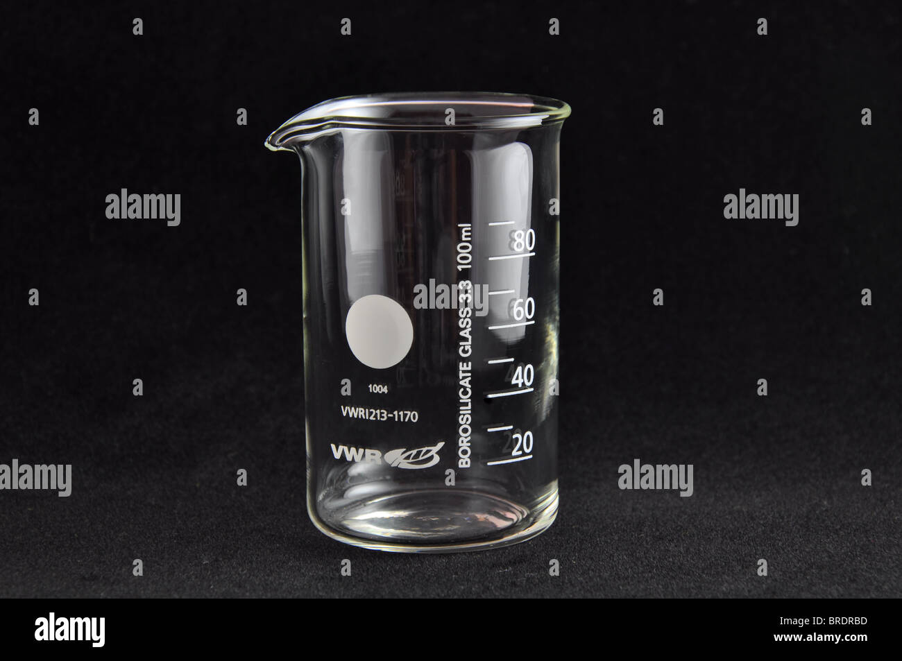 Clear glass measuring beaker 100ml Black seamless background . soft ...