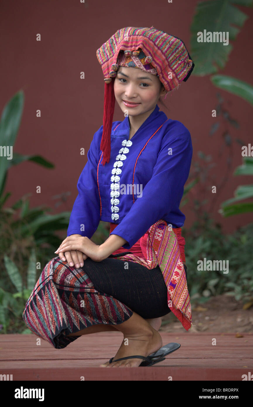 Young Laos People showing off National Costume Stock Photo - Alamy