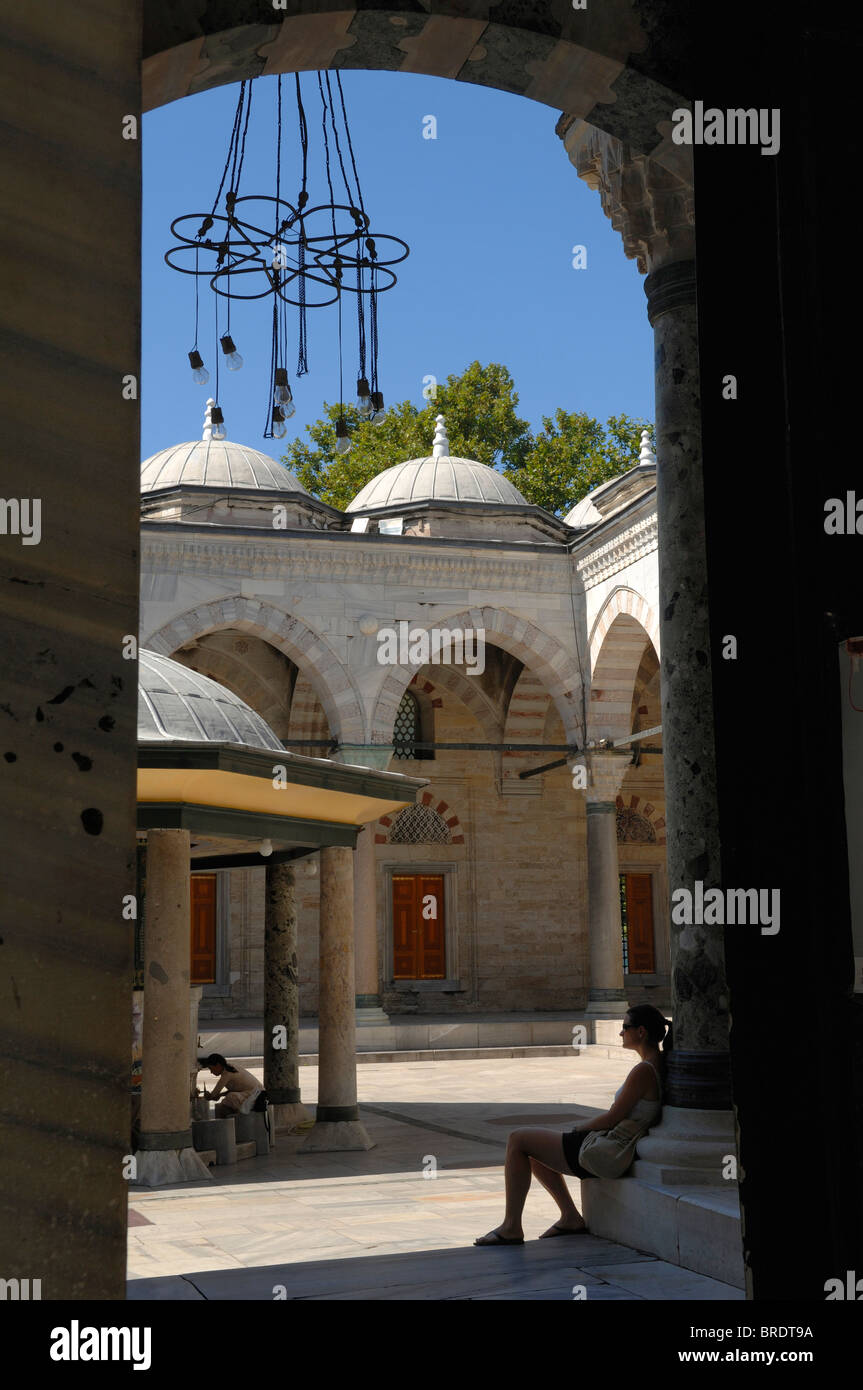 The courtyard of the Mosque of Sultan Beyazit II viewd through an ...