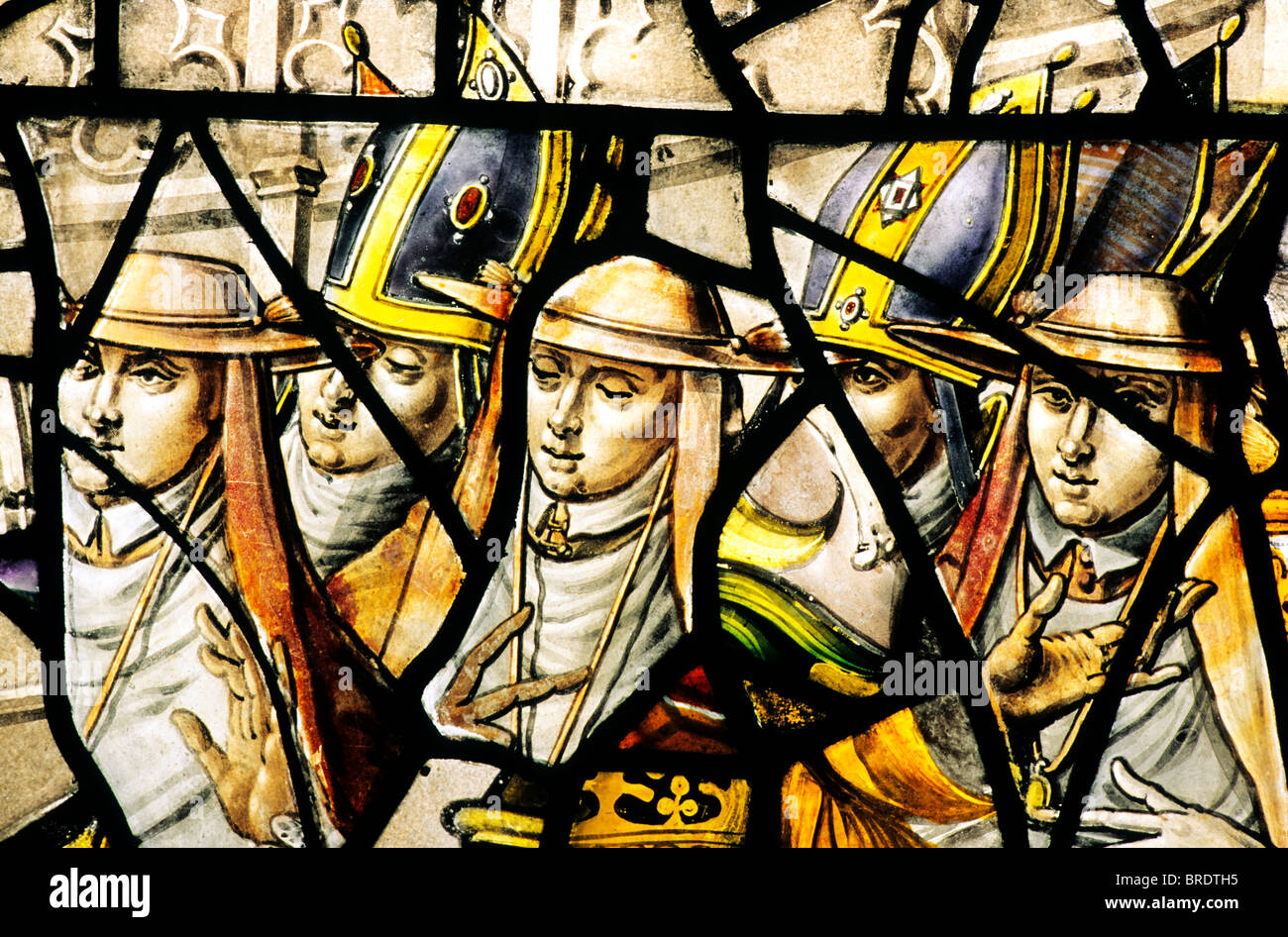 Warham St. Mary, stained glass, early renaissence Flemish window ...