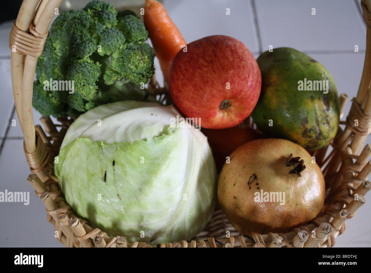 Vegetables and Fruits In Basket Stock Photo - Alamy