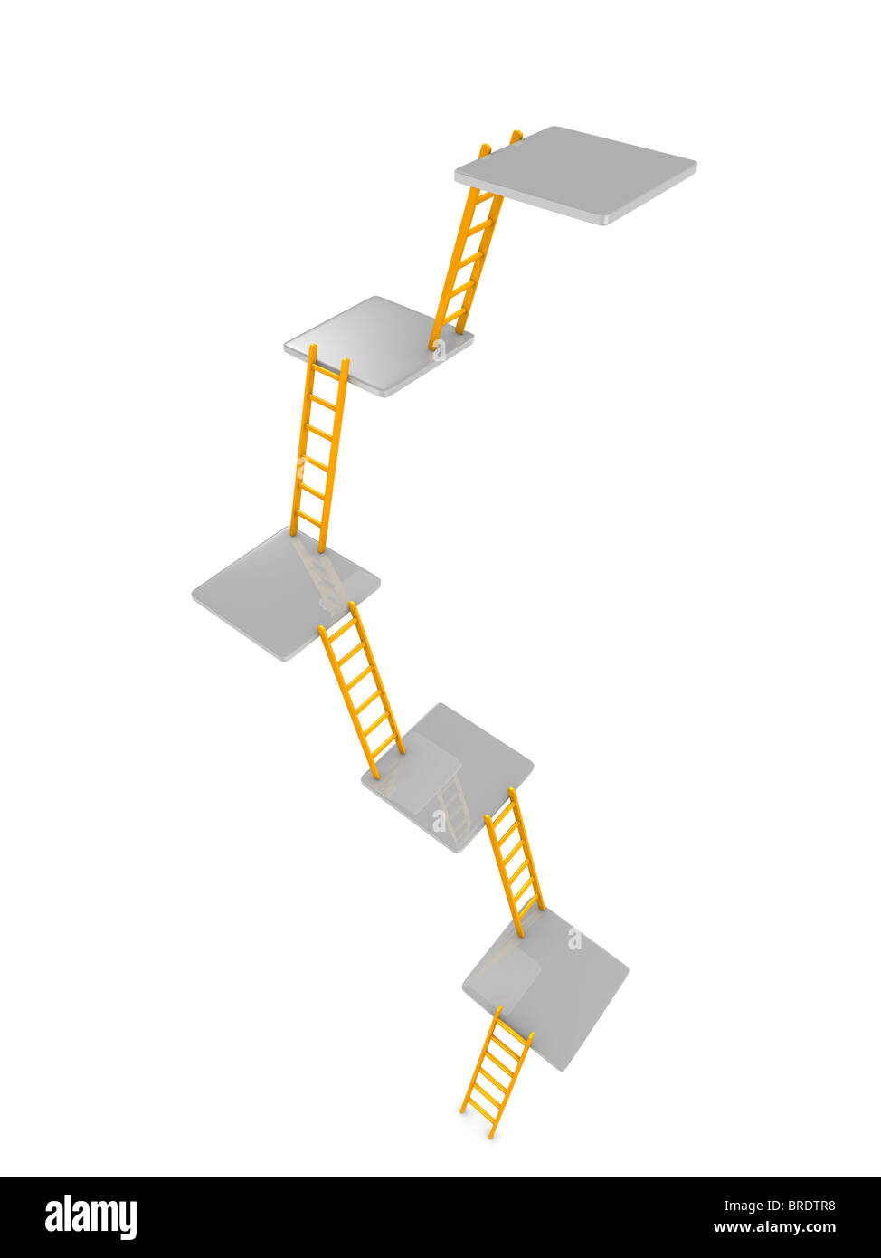 3d render concept. few level of ladders, isolated over white background ...