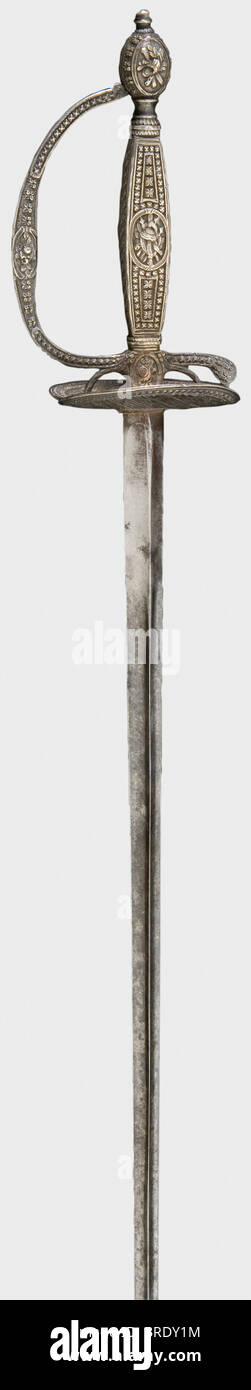 A French silver-hilted small-sword, circa 1780 Smooth, triangular ...