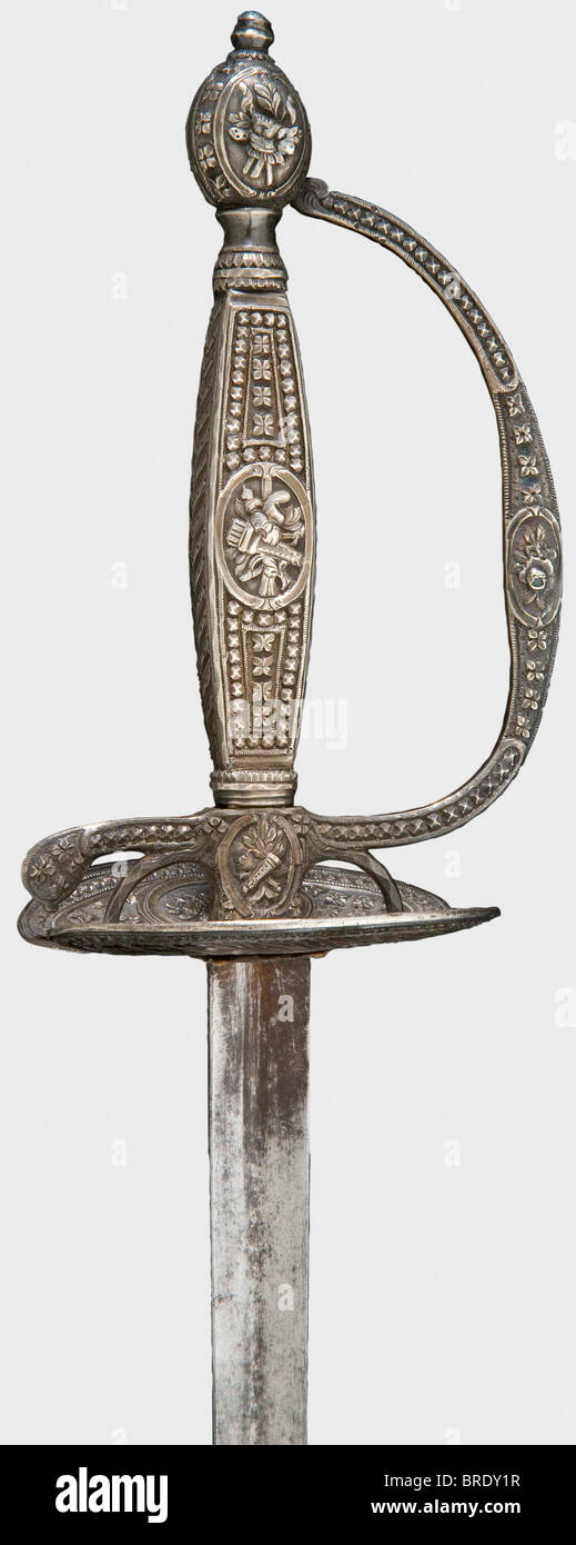 A French silver-hilted small-sword, circa 1780 Smooth, triangular ...