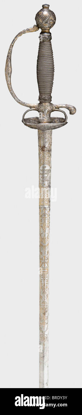 A French small-sword with chiselled hilt, circa 1750 Double-edged ...