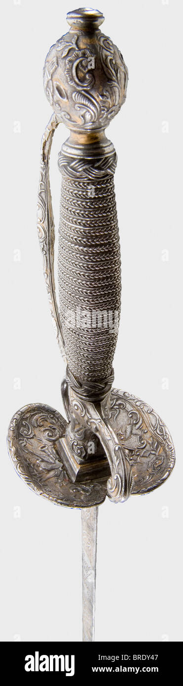A French small-sword with chiselled hilt, circa 1750 Double-edged ...