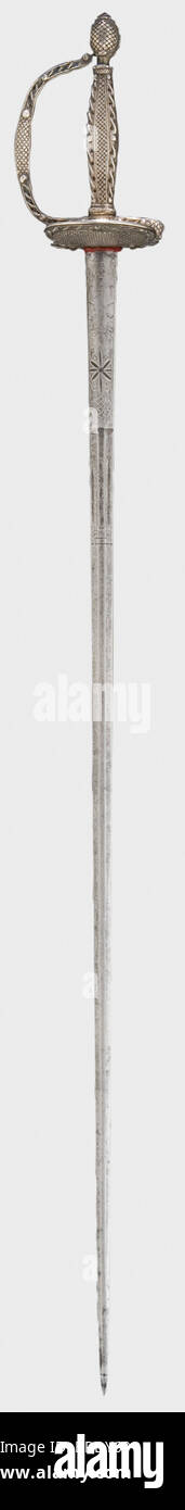 A French silver-hilted small-sword, Paris, 1783 Double-edged thrusting ...