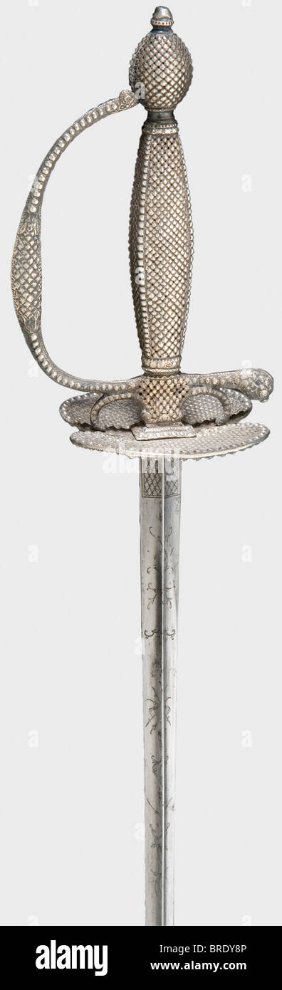 A French silver-hilted small-sword, Paris between 1781 and 1789 Hollow ...