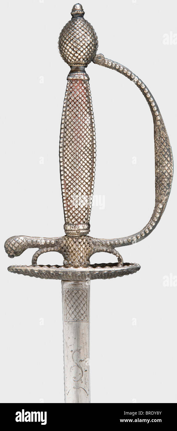 A French silver-hilted small-sword, Paris between 1781 and 1789 Hollow ...