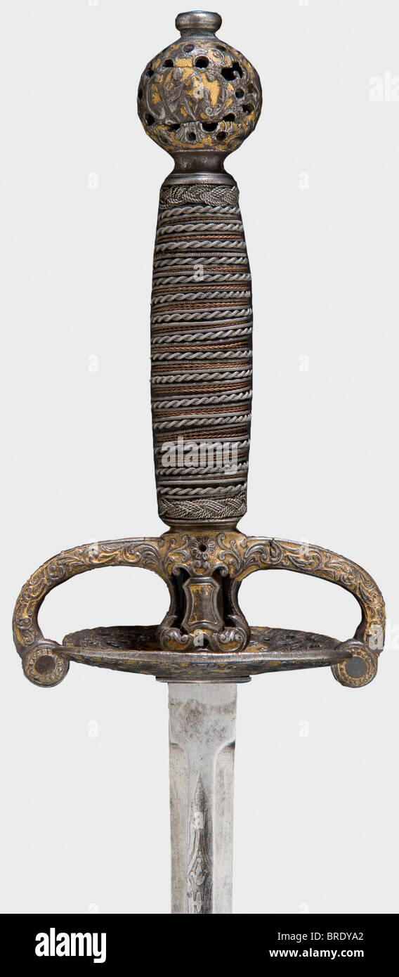 A French gilt small-sword with chiselled hilt, circa 1760 Thrusting ...