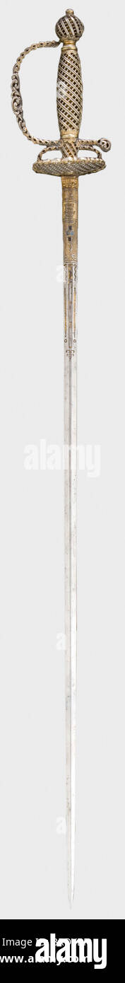 A fine German court sword with gold-plated silver hilt, Dresden, circa ...