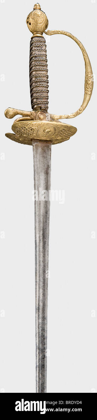 A French small-sword, circa 1780 Tapering hollow triangular thrusting ...