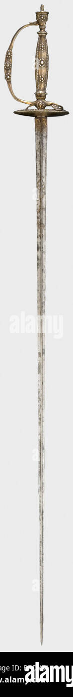A French small-sword with partially gilt silver hilt, circa 1800 Hollow ...