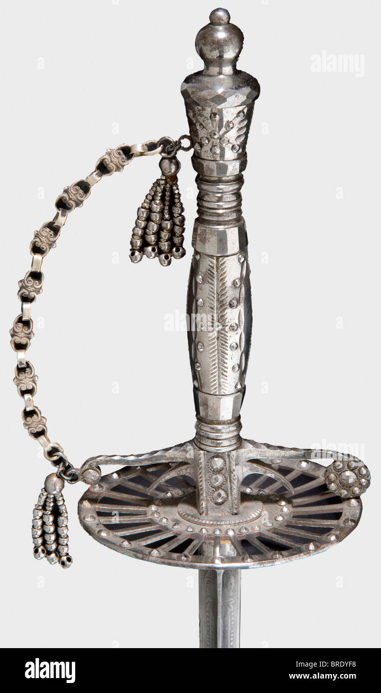 A small-sword with cut-steel hilt and scabbard, England(?), circa 1810 ...