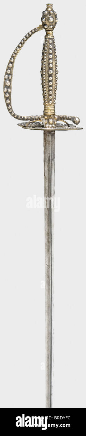 A French silver-hilted small-sword, circa 1800 Lightly etched slender ...