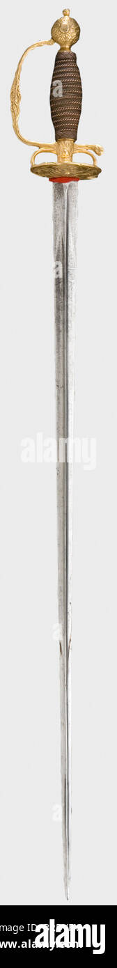 A French small-sword with gold-plated hilt, circa 1750 Tapering hollow ...