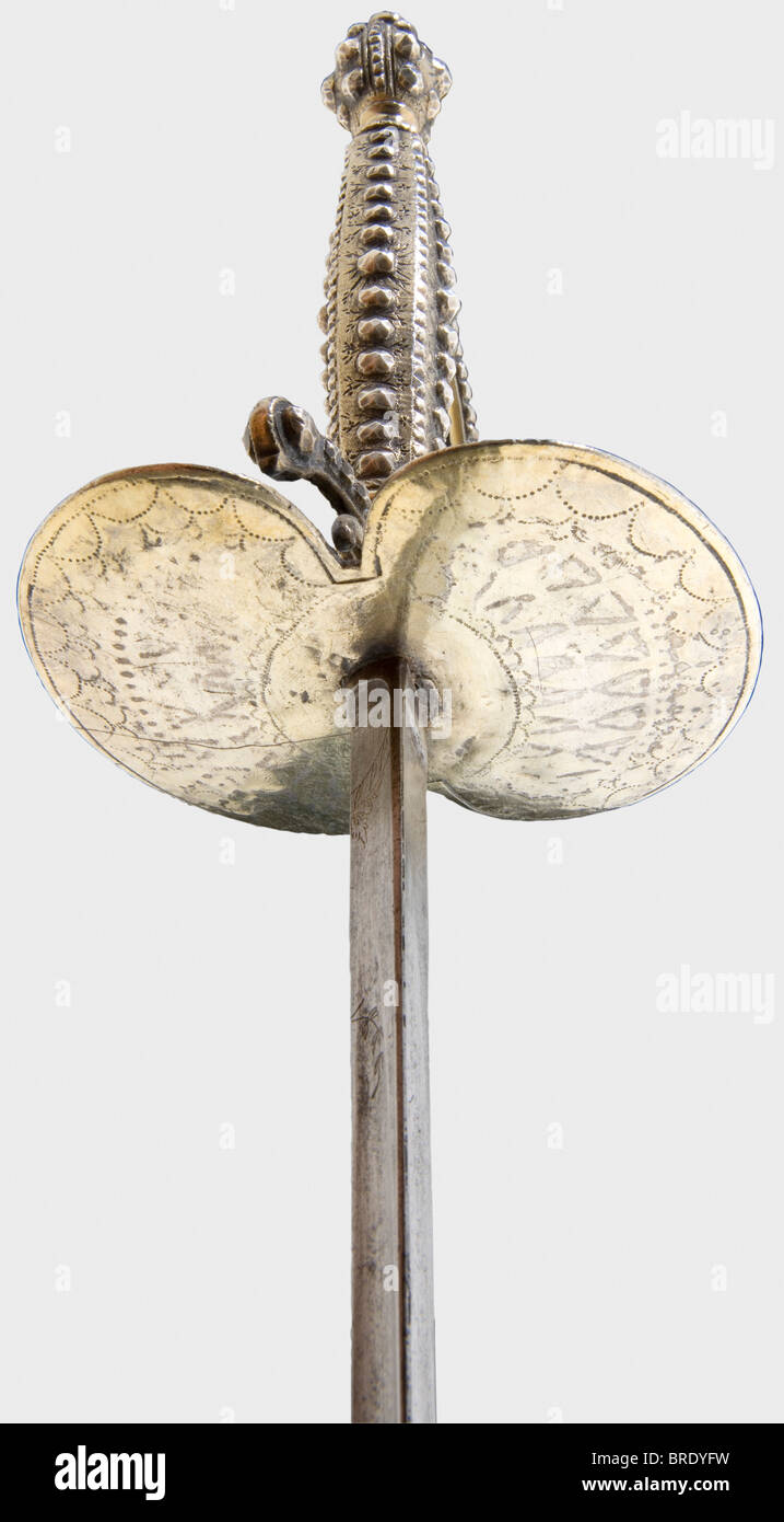 A French silver-hilted small-sword, circa 1800 Lightly etched slender ...