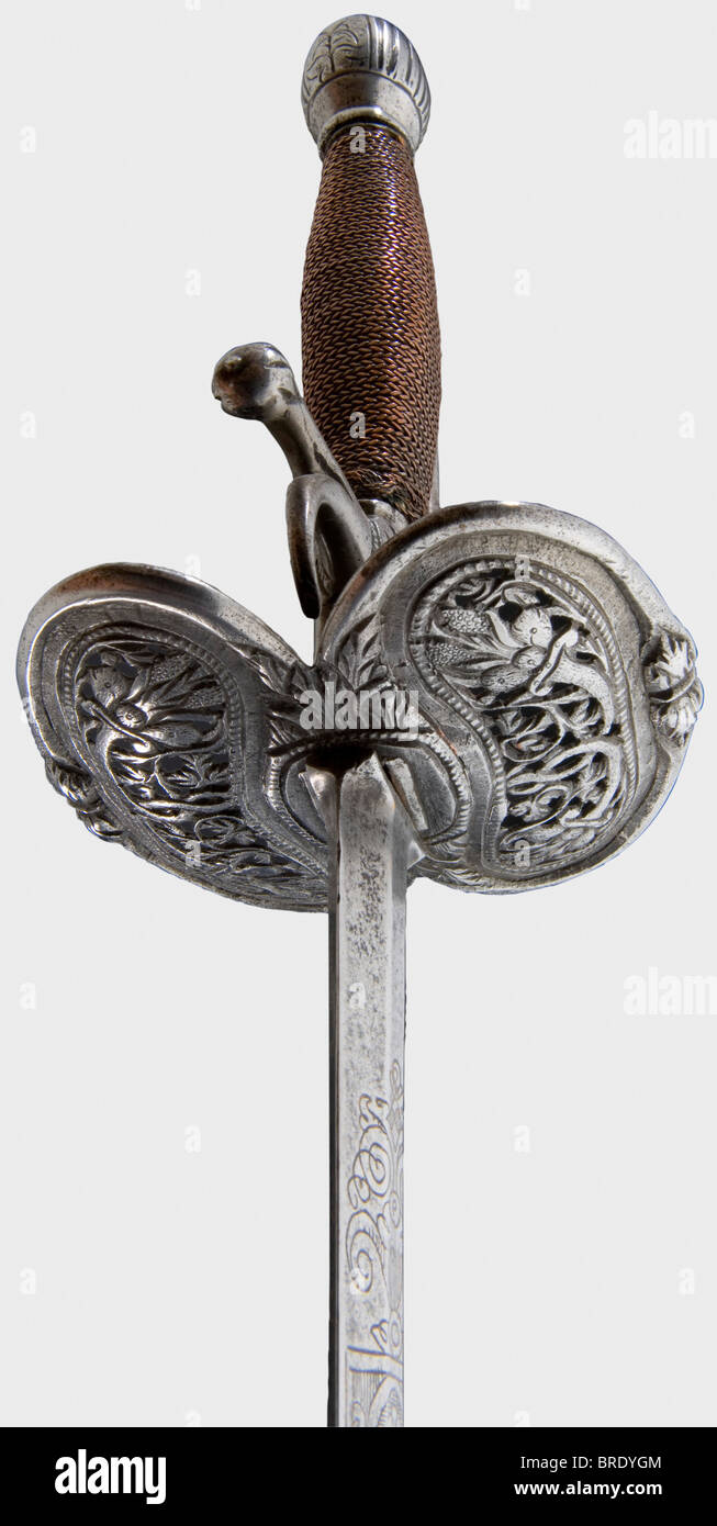 A German field sword with chiselled hilt, circa 1700 Heavy, double ...
