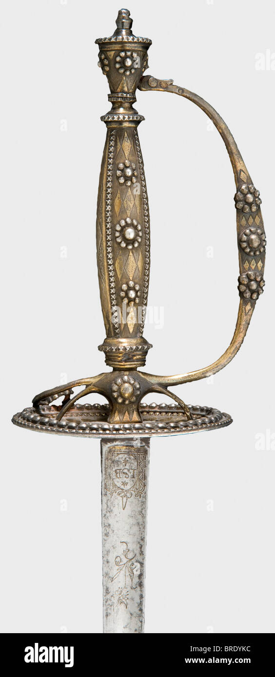 A French small-sword with partially gilt silver hilt, circa 1800 Hollow ...