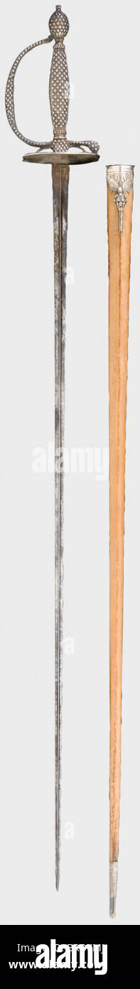A French silver-hilted smallsword with scabbard, circa 1800 Thrusting ...