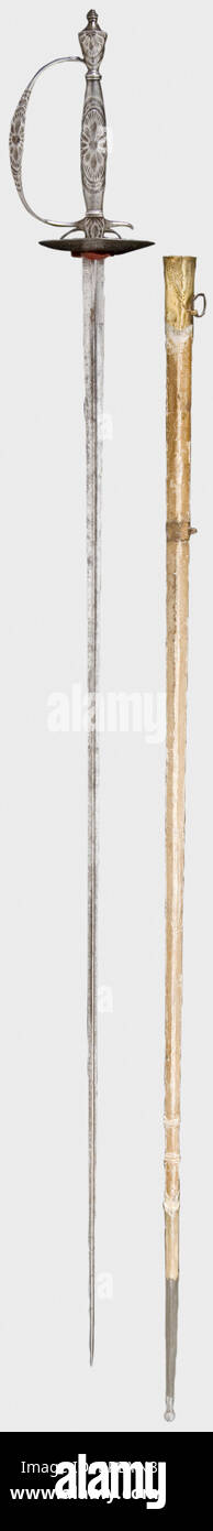 An iron small-sword, England(?), circa 1800 Tapering thrusting blade of ...