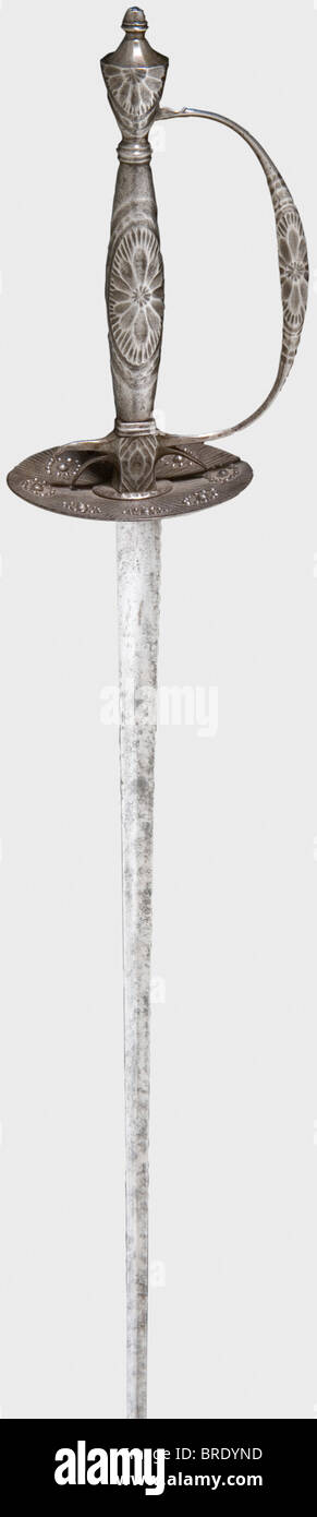 An iron small-sword, England(?), circa 1800 Tapering thrusting blade of ...