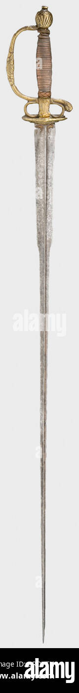 A French small-sword, circa 1760 Colichemarde blade of hollow ...