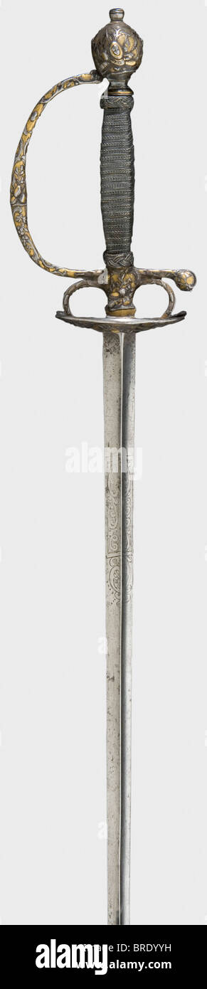 A French small-sword with chiselled and gilt hilt, circa 1770 Hollow ...