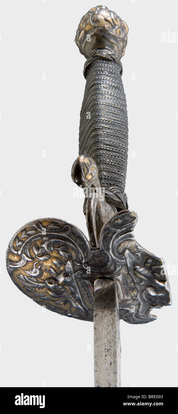 A French small-sword with chiselled and gilt hilt, circa 1770 Hollow ...