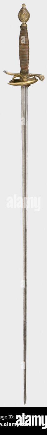 A French small-sword with brass hilt, circa 1780 Smooth triangular ...